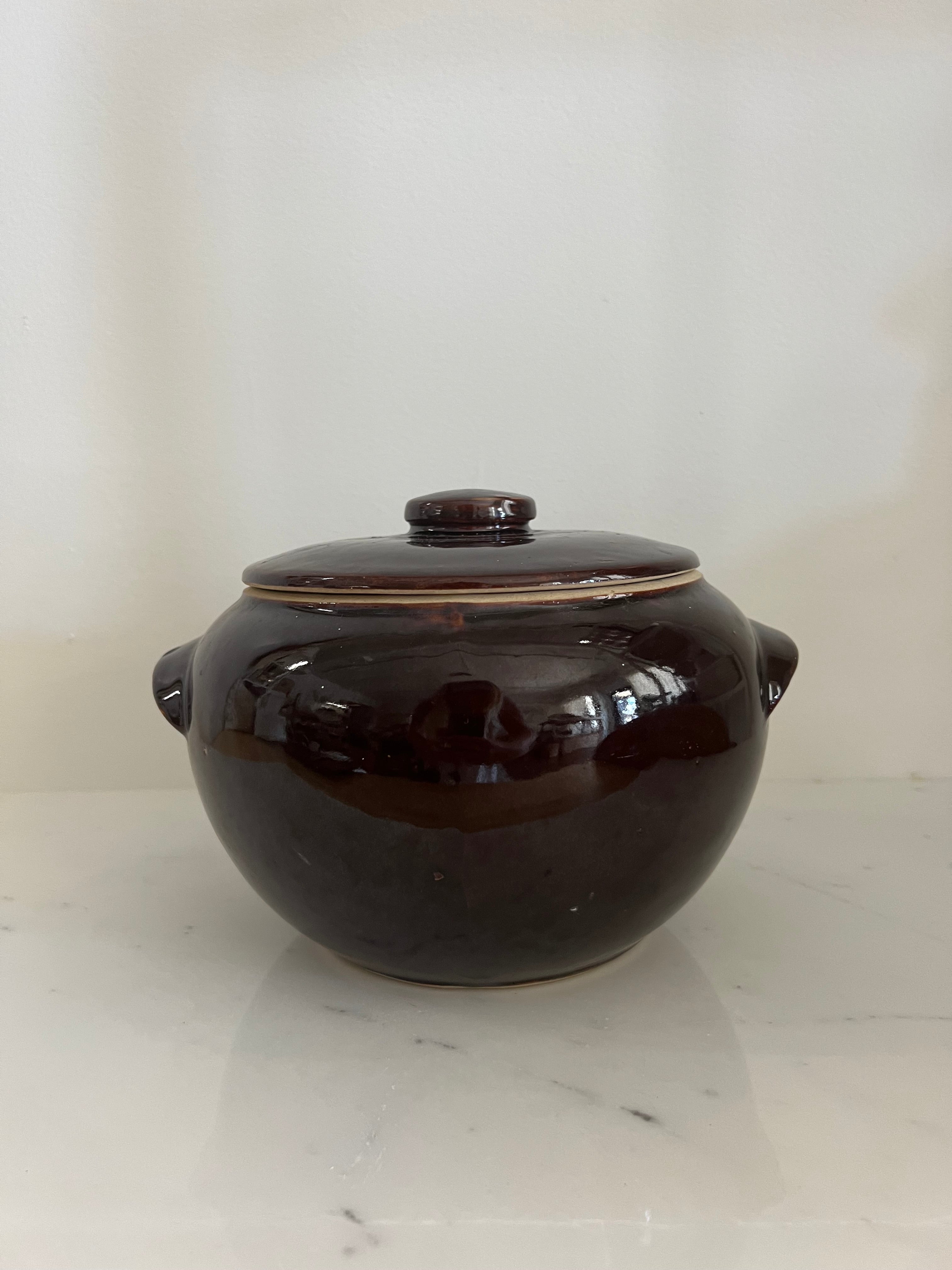 Vintage Brown Pottery Pot With Lid – DOMAIN by Laura Hodges Studio